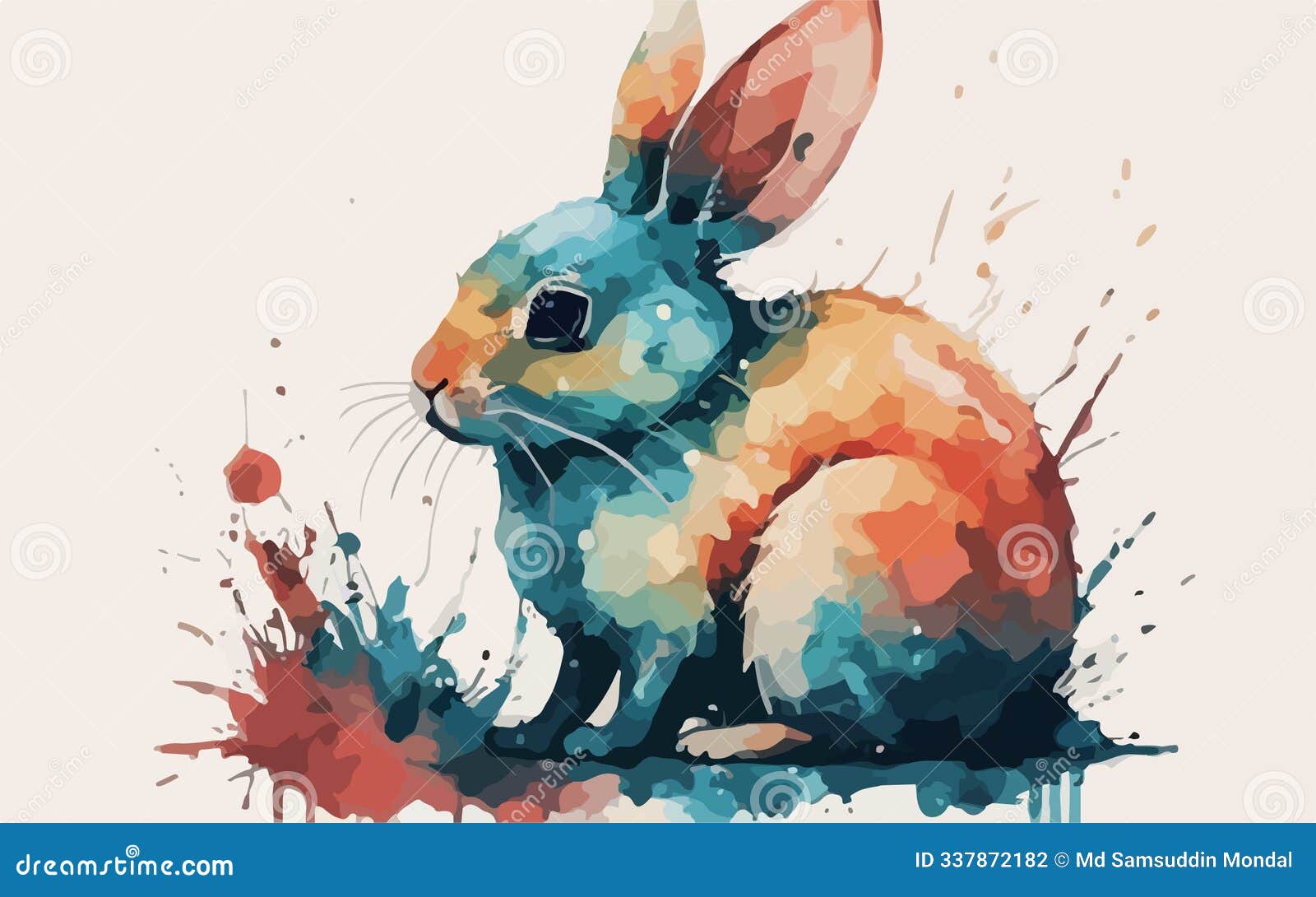 Watercolor Illustration of Bunny, Botanical Illustration, Flowers ...