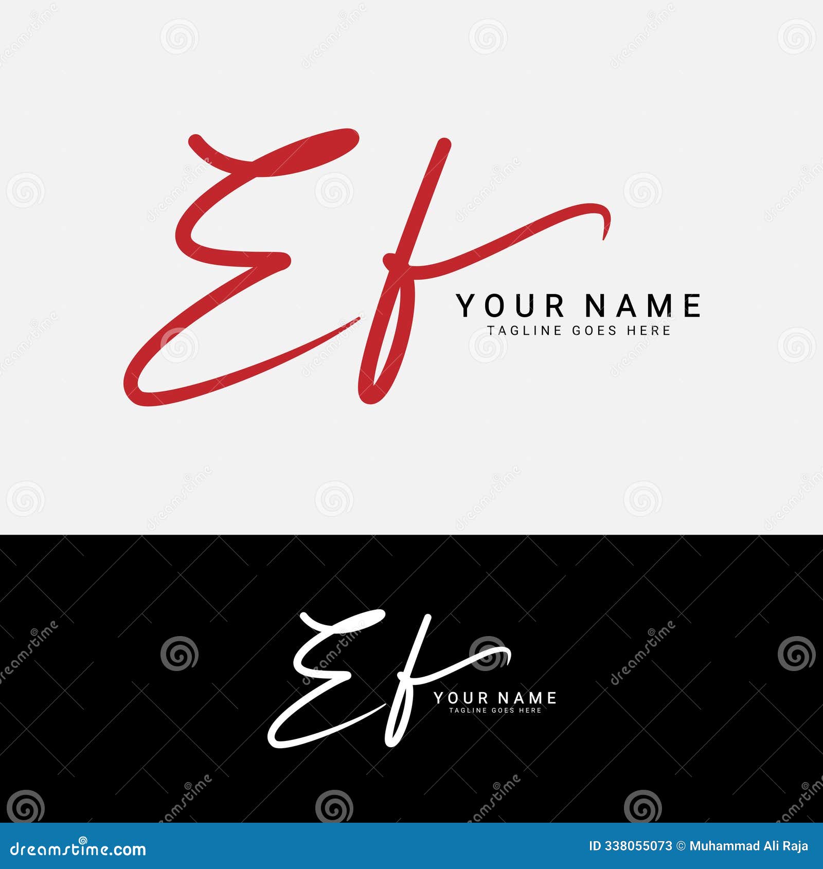 E, F, EF Initial Letter Logo. Alphabet EF Handwritten Signature Logo ...