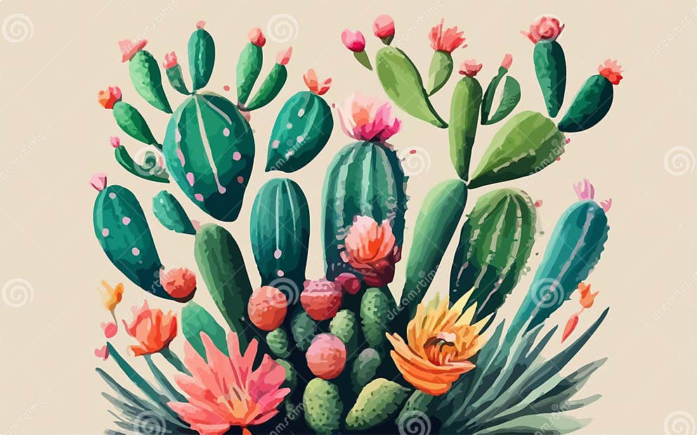 Watercolor Illustration of Cactus, Botanical Illustration, Flowers ...