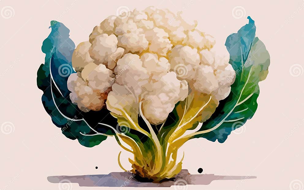 Watercolor Illustration of Cauliflower, Botanical Illustration, Flowers ...