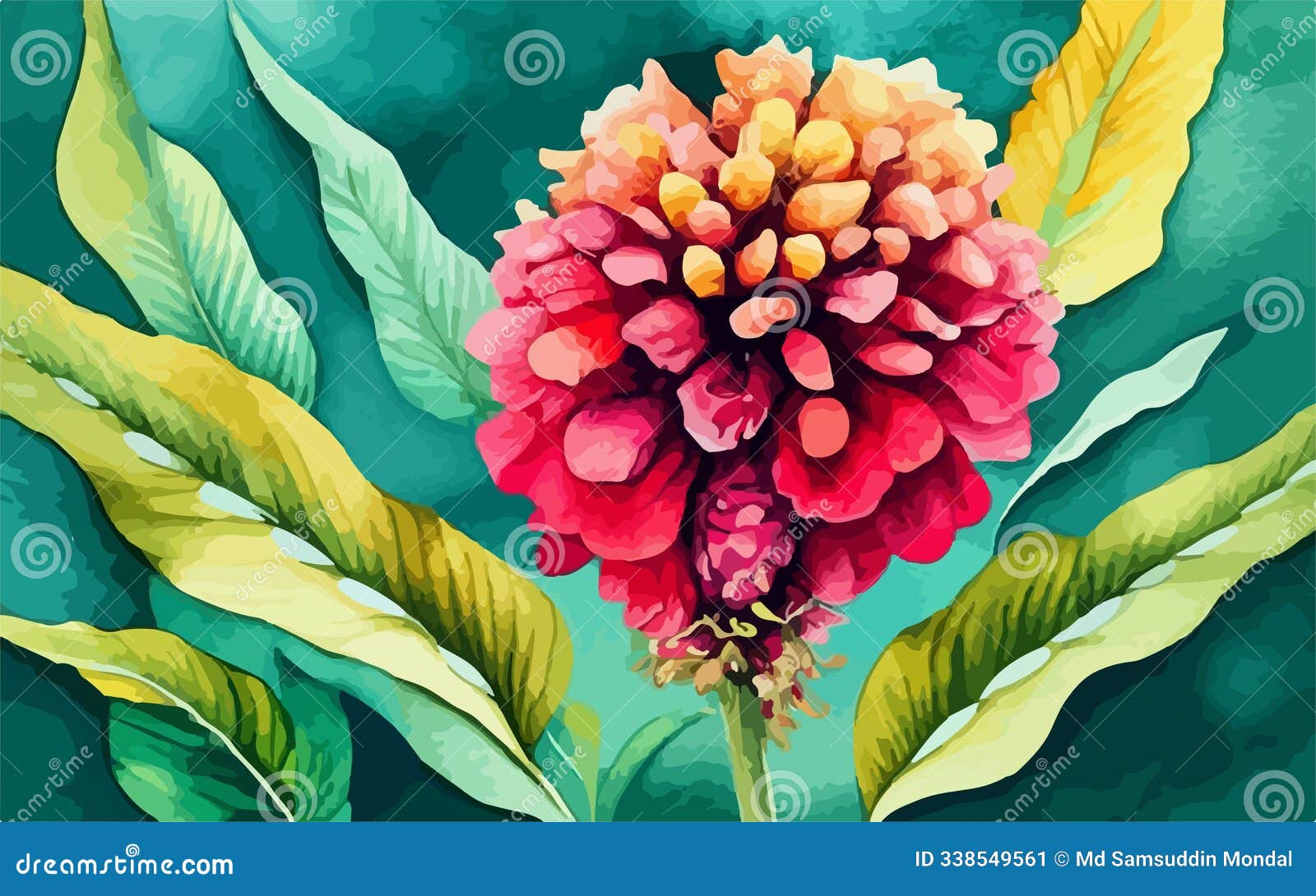 Watercolor Illustration of Cockscomb Flower, Botanical Illustration ...