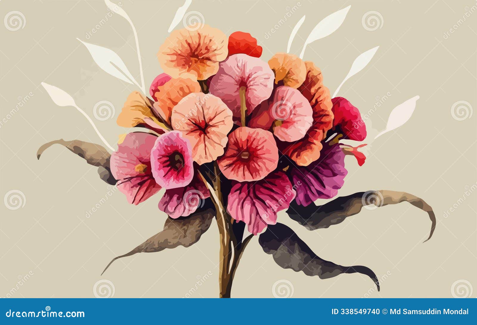 Watercolor Illustration of Cockscomb Flower, Botanical Illustration ...