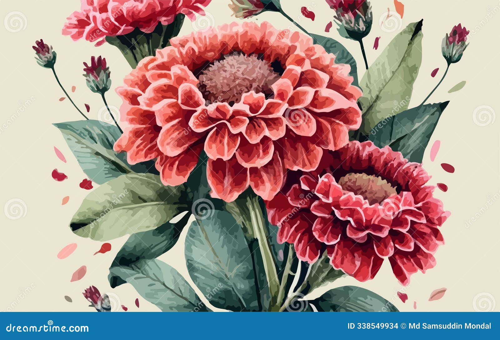 Watercolor Illustration of Cockscomb Flower, Botanical Illustration ...