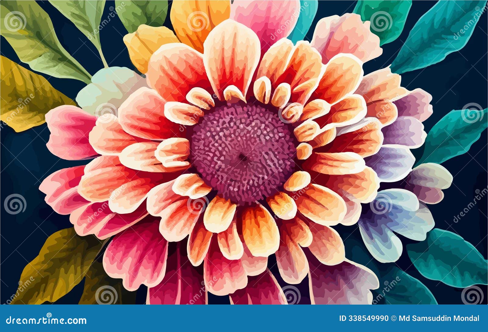 Watercolor Illustration of Cockscomb Flower, Botanical Illustration ...