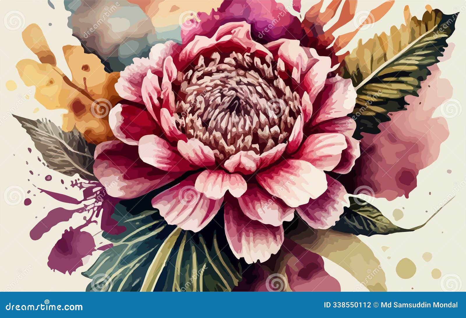 Watercolor Illustration of Cockscomb Flower, Botanical Illustration ...