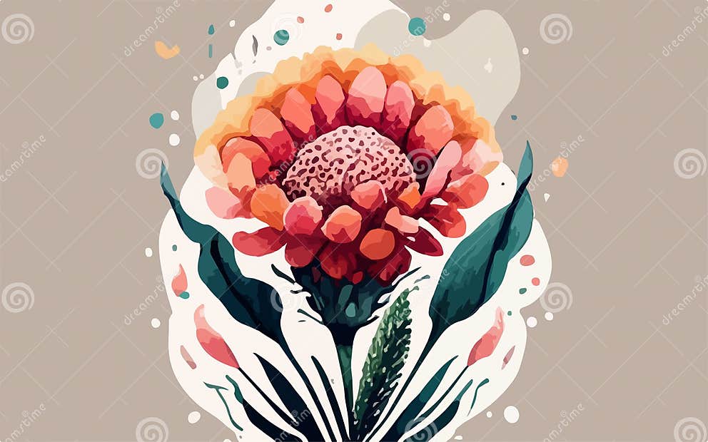 Watercolor Illustration of Cockscomb Flower, Botanical Illustration ...