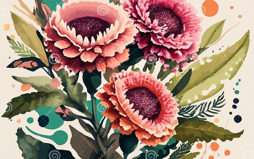 Watercolor Illustration of Cockscomb Flower, Botanical Illustration ...