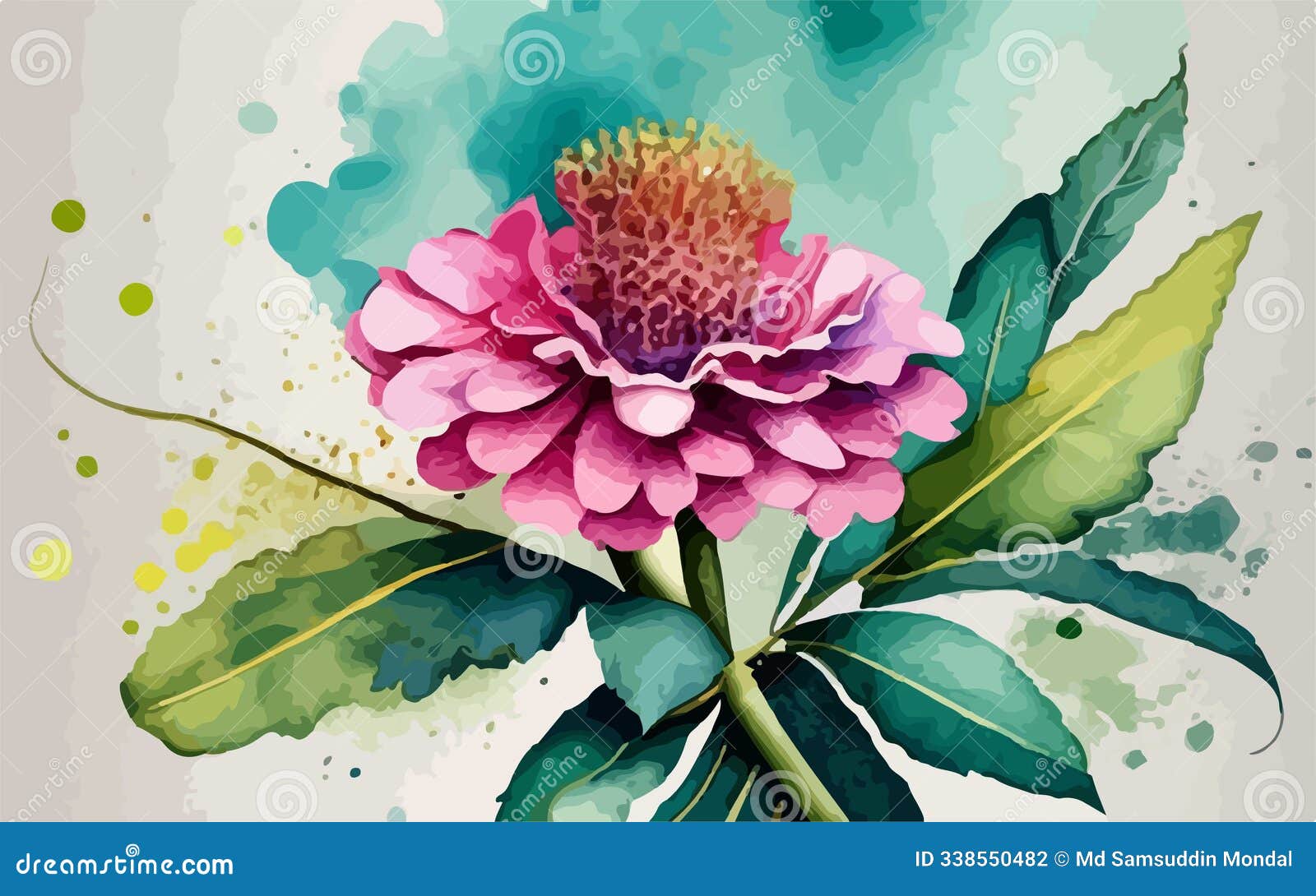 Watercolor Illustration of Cockscomb Flower, Botanical Illustration ...