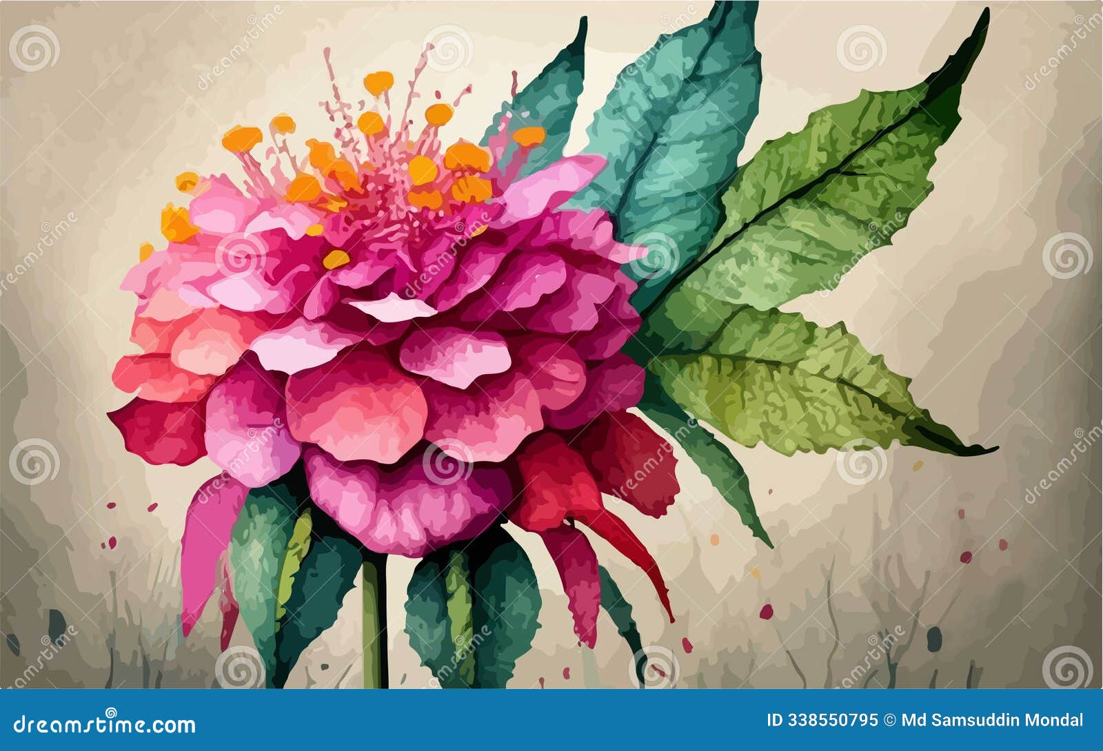 Watercolor Illustration of Cockscomb Flower, Botanical Illustration ...