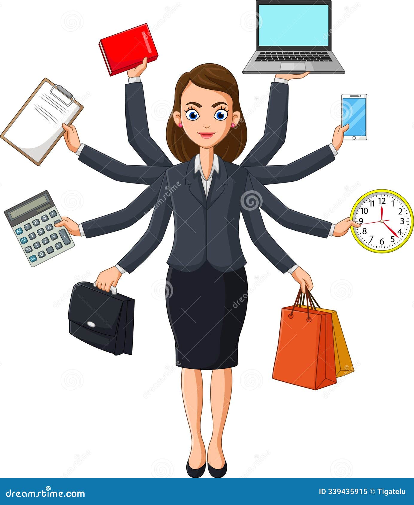 Illustration of Multitasking Businesswoman Stock Illustration ...