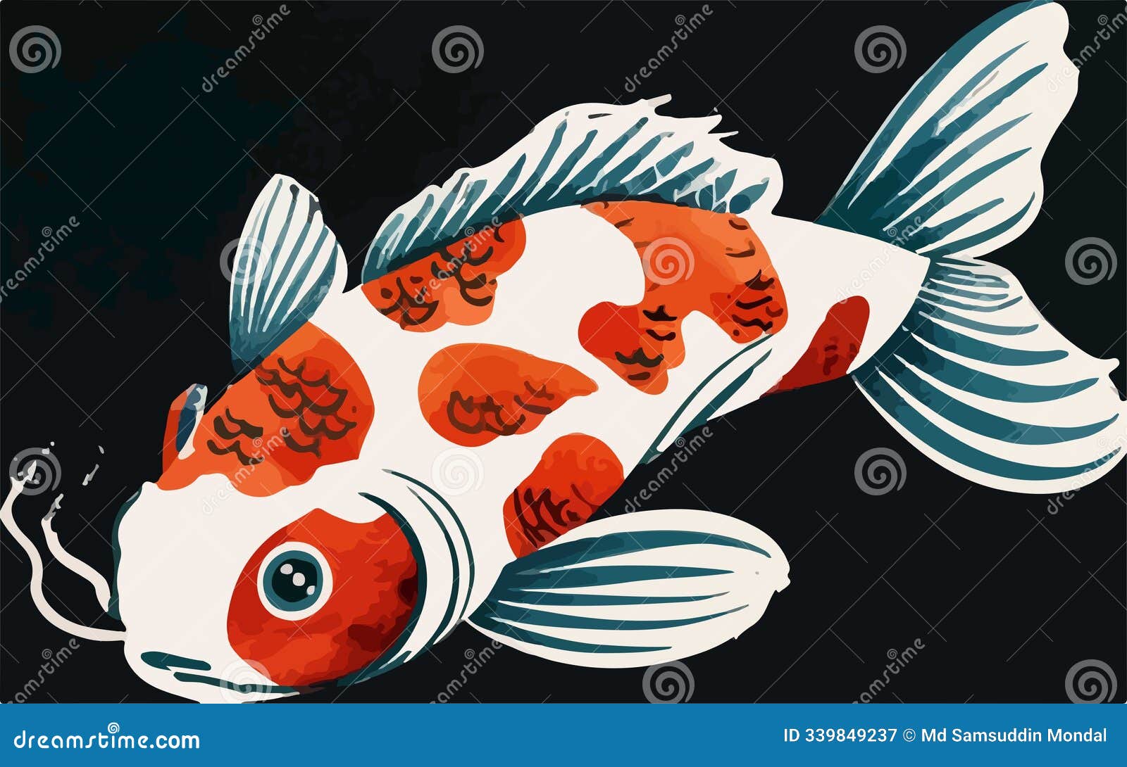 Watercolor Illustration of Koi Fish, Botanical Illustration, Flowers ...