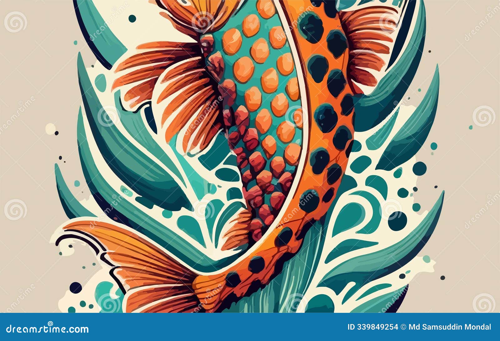 Watercolor Illustration of Koi Fish, Botanical Illustration, Flowers ...