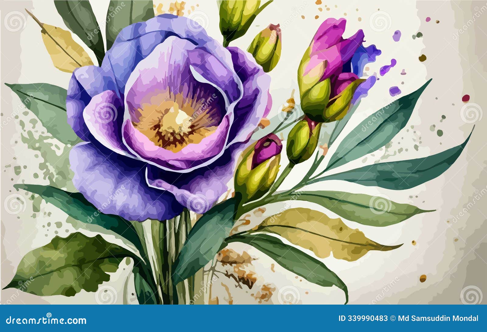 Watercolor Illustration of Lisianthus, Botanical Illustration, Flowers ...