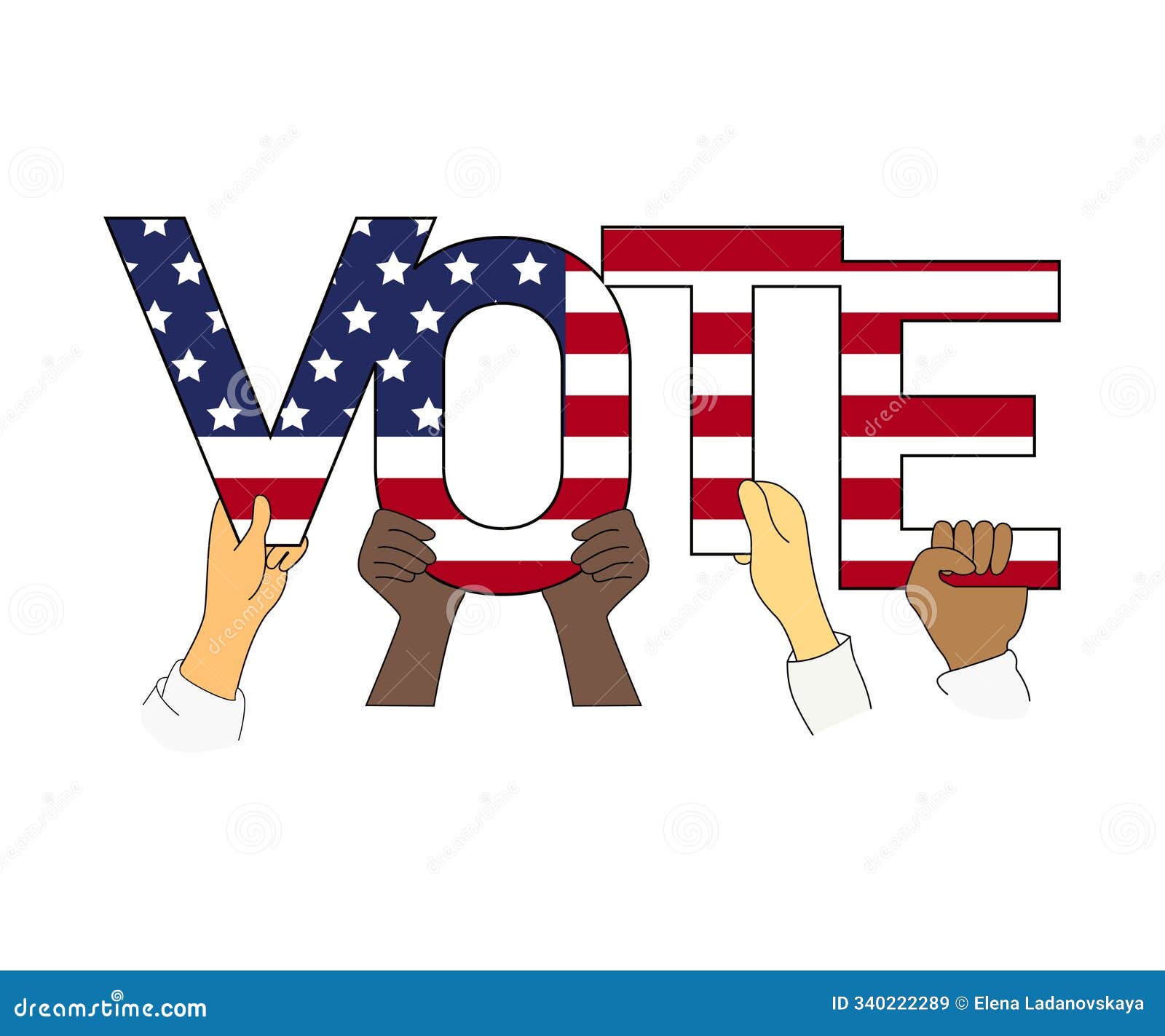 Vote the Hands of Different People Hold Letters Stock Illustration ...