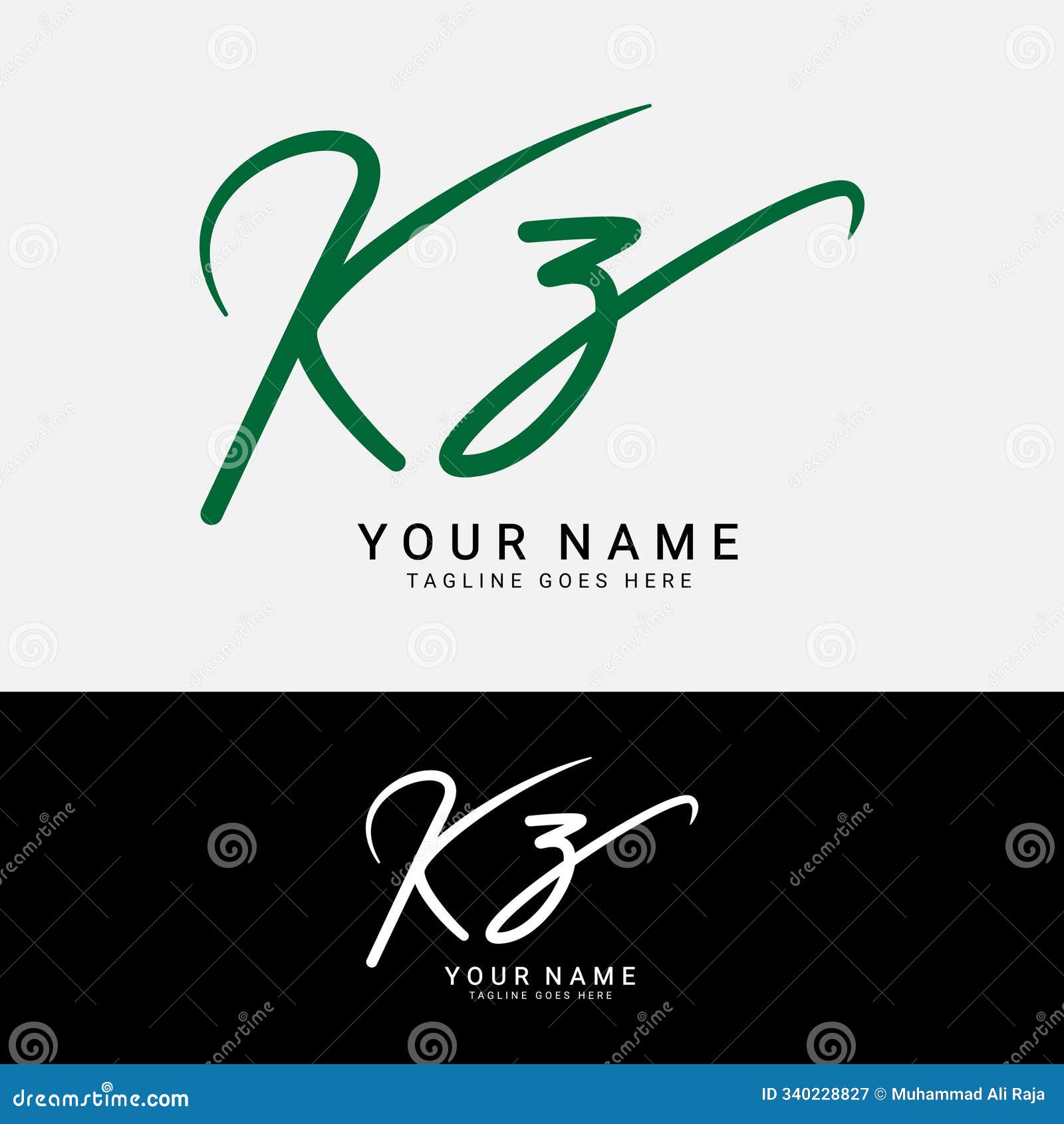 K, Z, KZ Initial Letter Logo. Alphabet KZ Handwritten Signature Logo ...