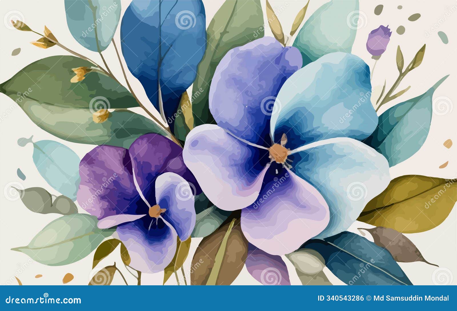 Watercolor Illustration of Periwinkle, Illustration, Generative AI ...