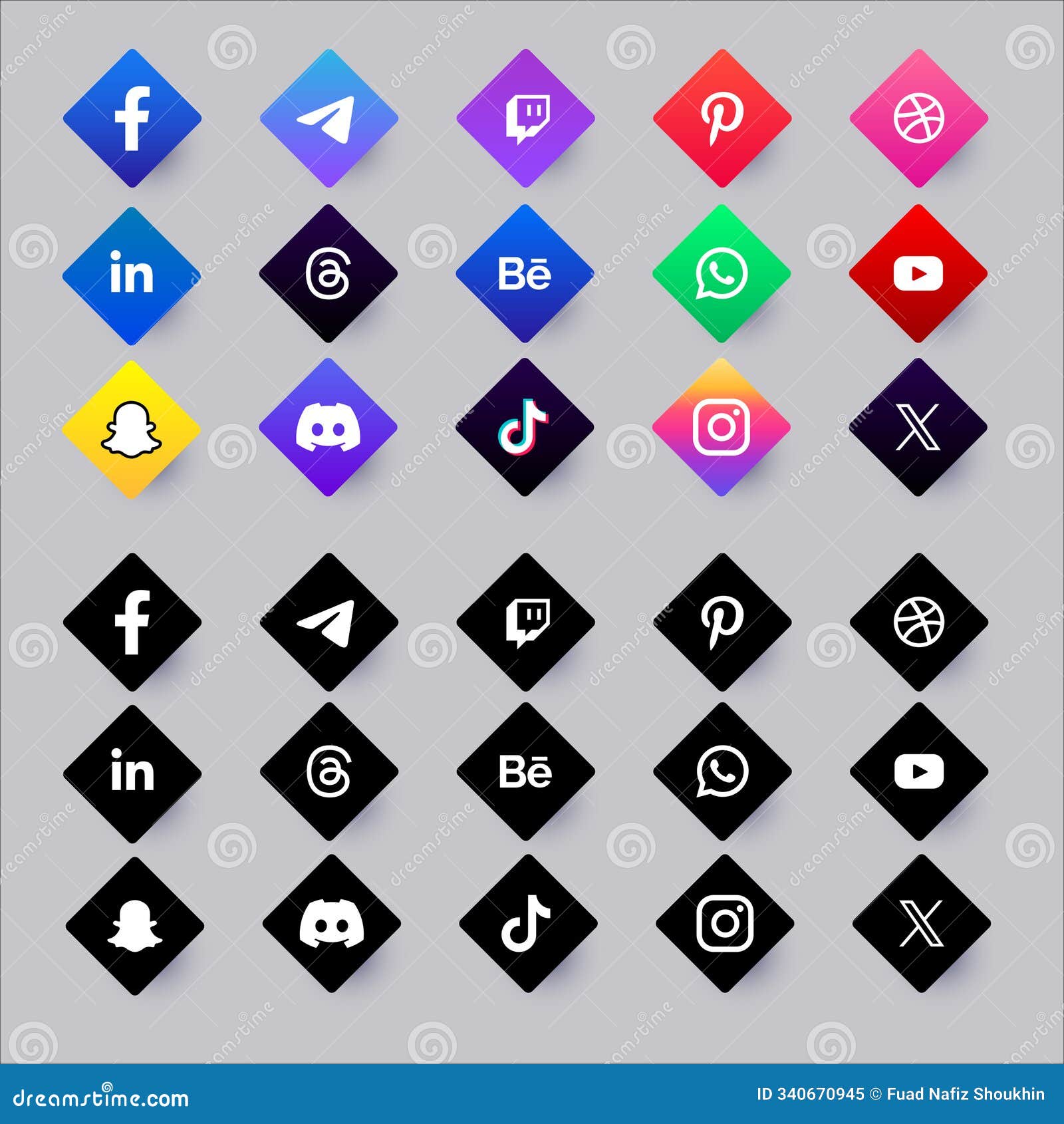 Set of Social Media Logos Pack Illustration Vector Editorial Image ...
