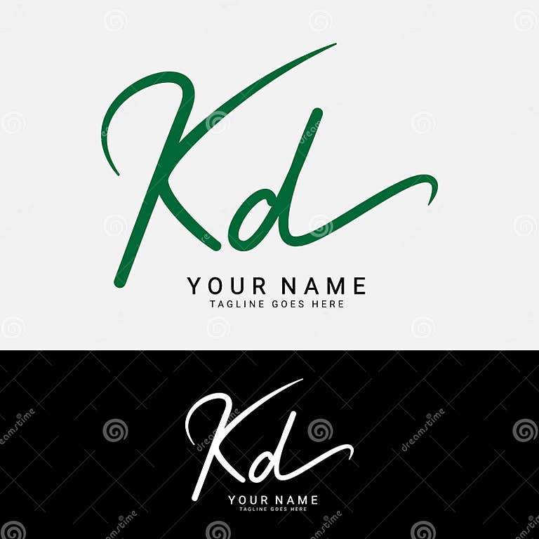 K, D, KD Initial Letter Logo. Alphabet KD Handwritten Signature Logo ...