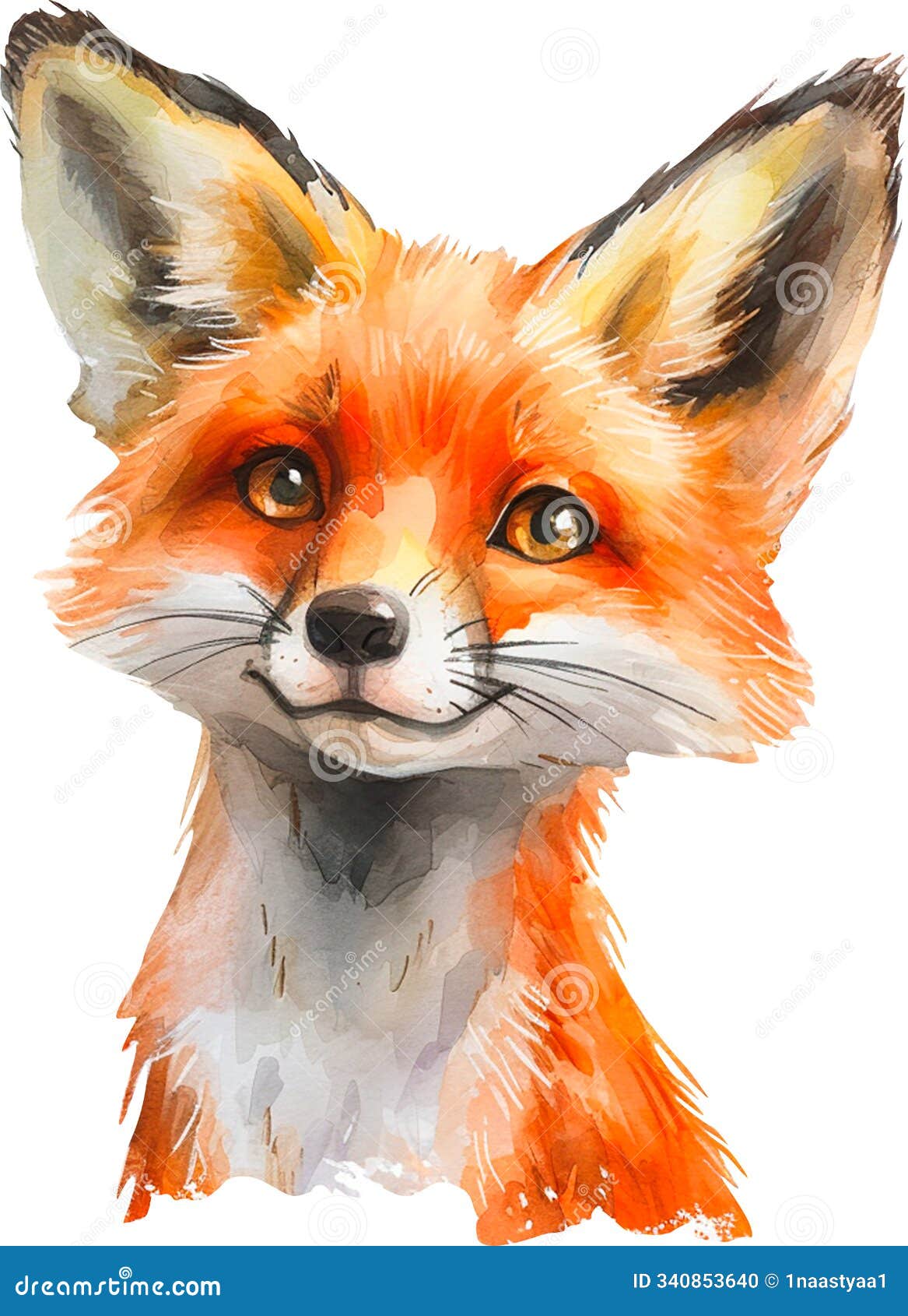 Watercolor Character, Cute Smiling Fox Stock Illustration ...