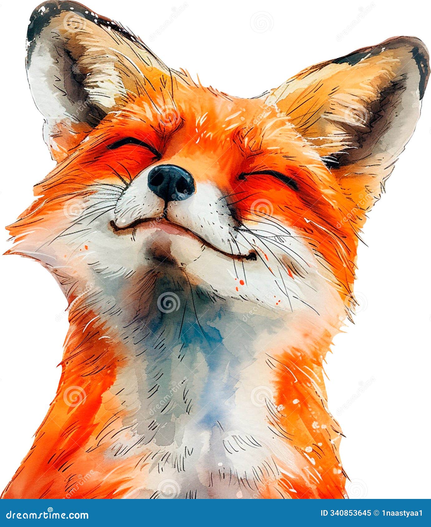Watercolor Character, Cute Smiling Fox Stock Illustration ...