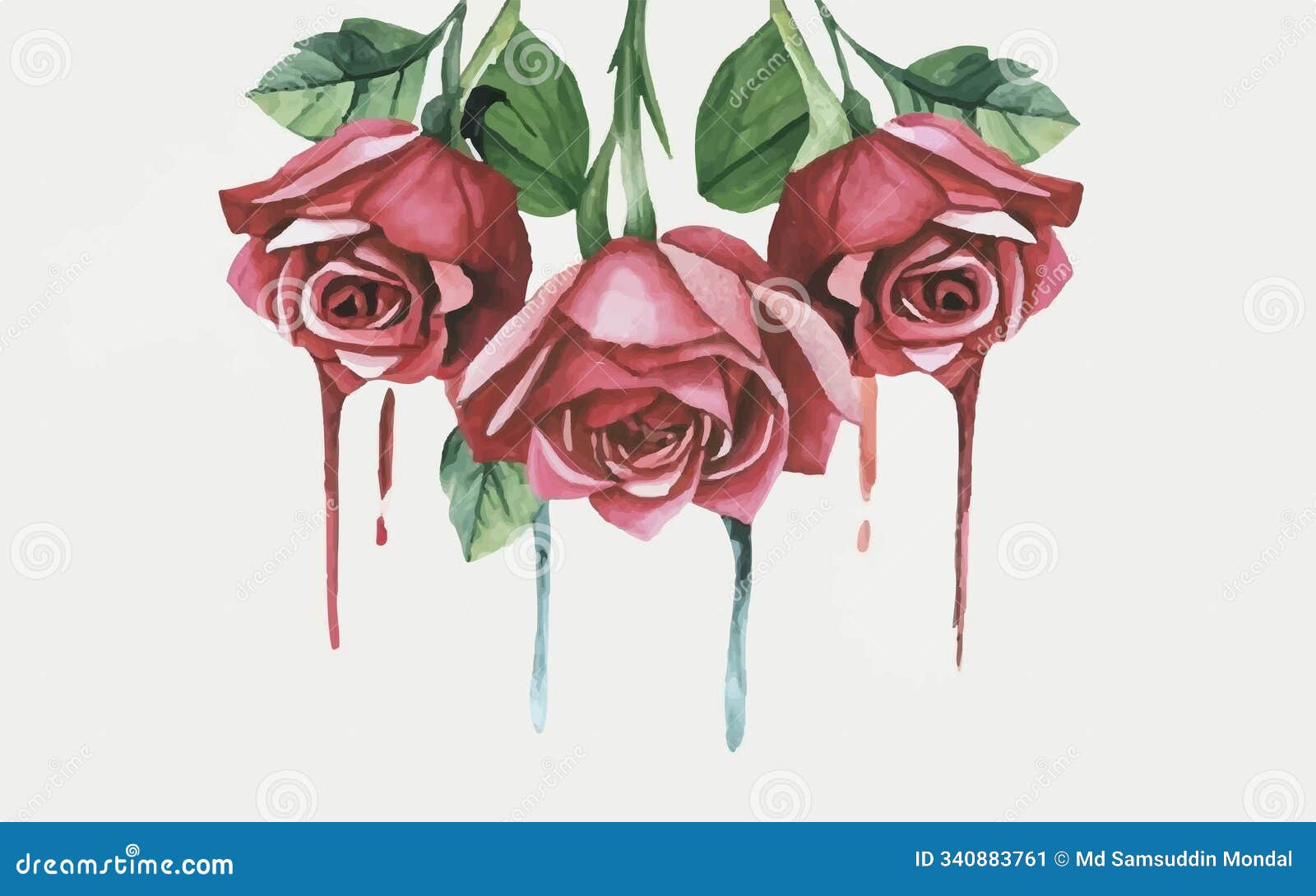 Watercolor Illustration of Dripping Roses, Illustration, Generative AI ...