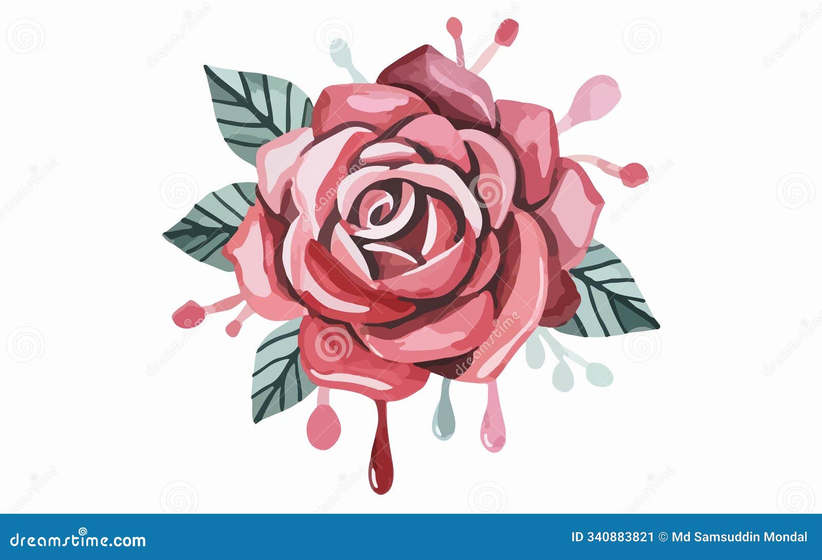 Watercolor Illustration of Dripping Roses, Illustration, Generative AI ...