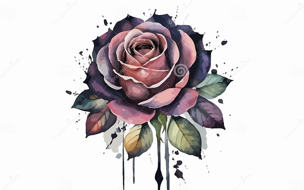 Watercolor Illustration of Dripping Roses, Illustration, Generative AI ...