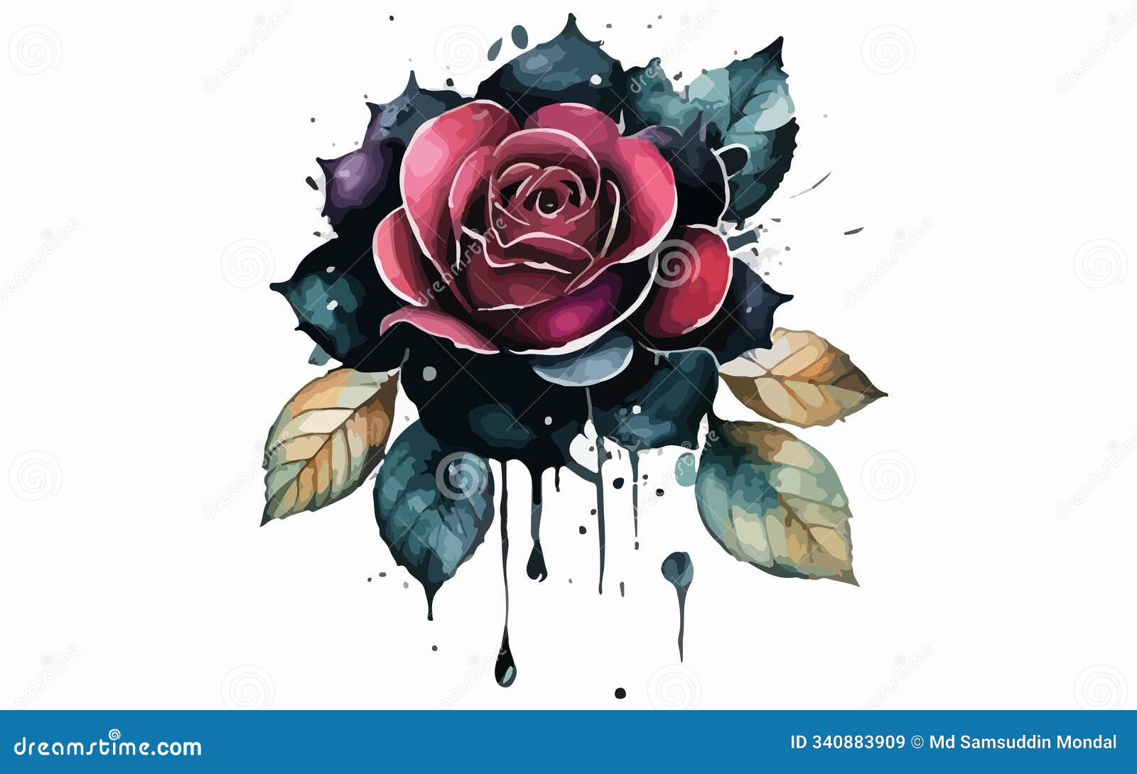 Watercolor Illustration of Dripping Roses, Illustration, Generative AI ...