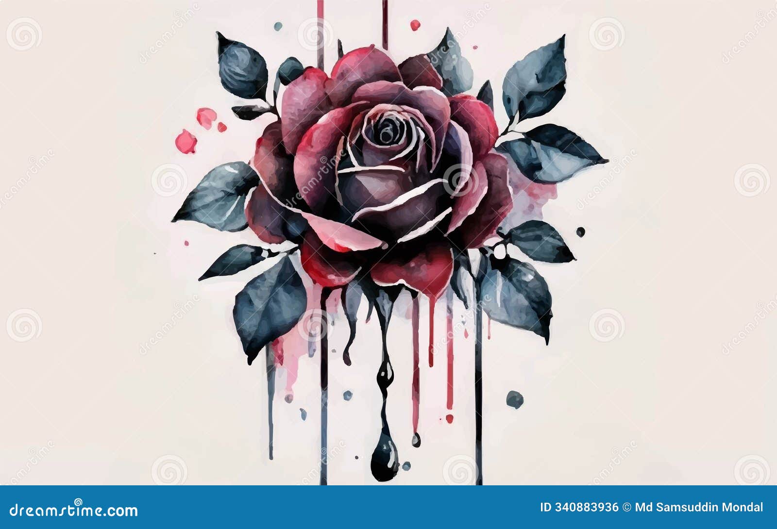 Watercolor Illustration of Dripping Roses, Illustration, Generative AI ...