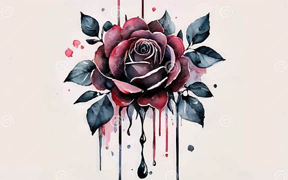Watercolor Illustration of Dripping Roses, Illustration, Generative AI ...