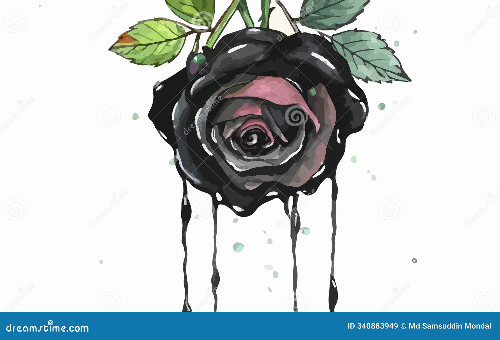 Watercolor Illustration of Dripping Roses, Illustration, Generative AI ...