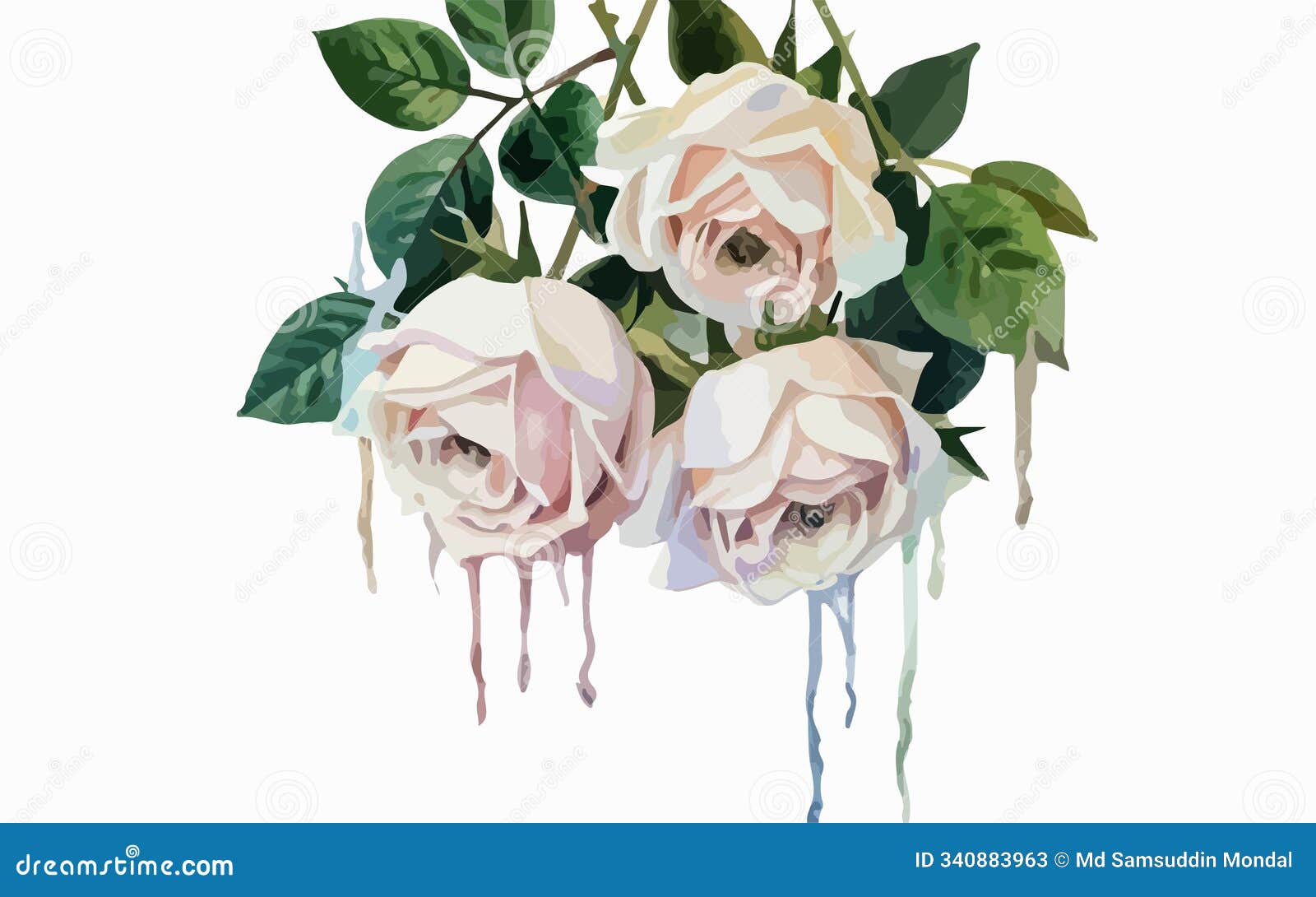 Watercolor Illustration of Dripping Roses, Illustration, Generative AI ...