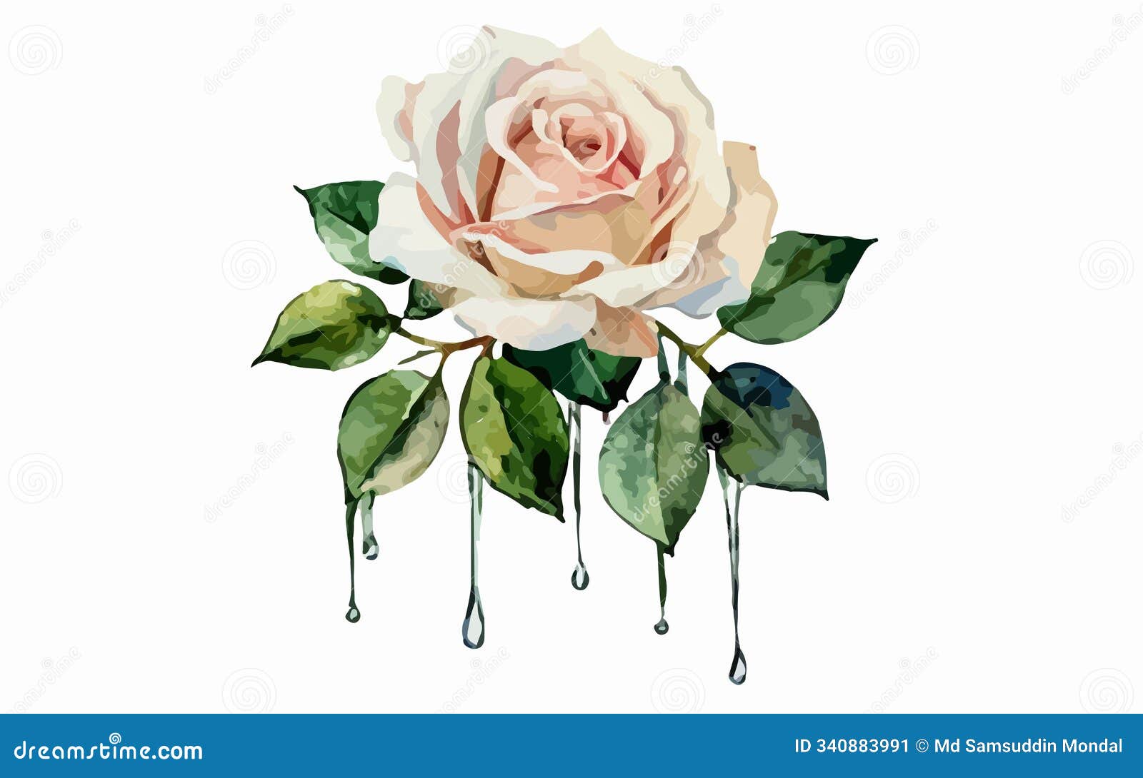 Watercolor Illustration of Dripping Roses, Illustration, Generative AI ...