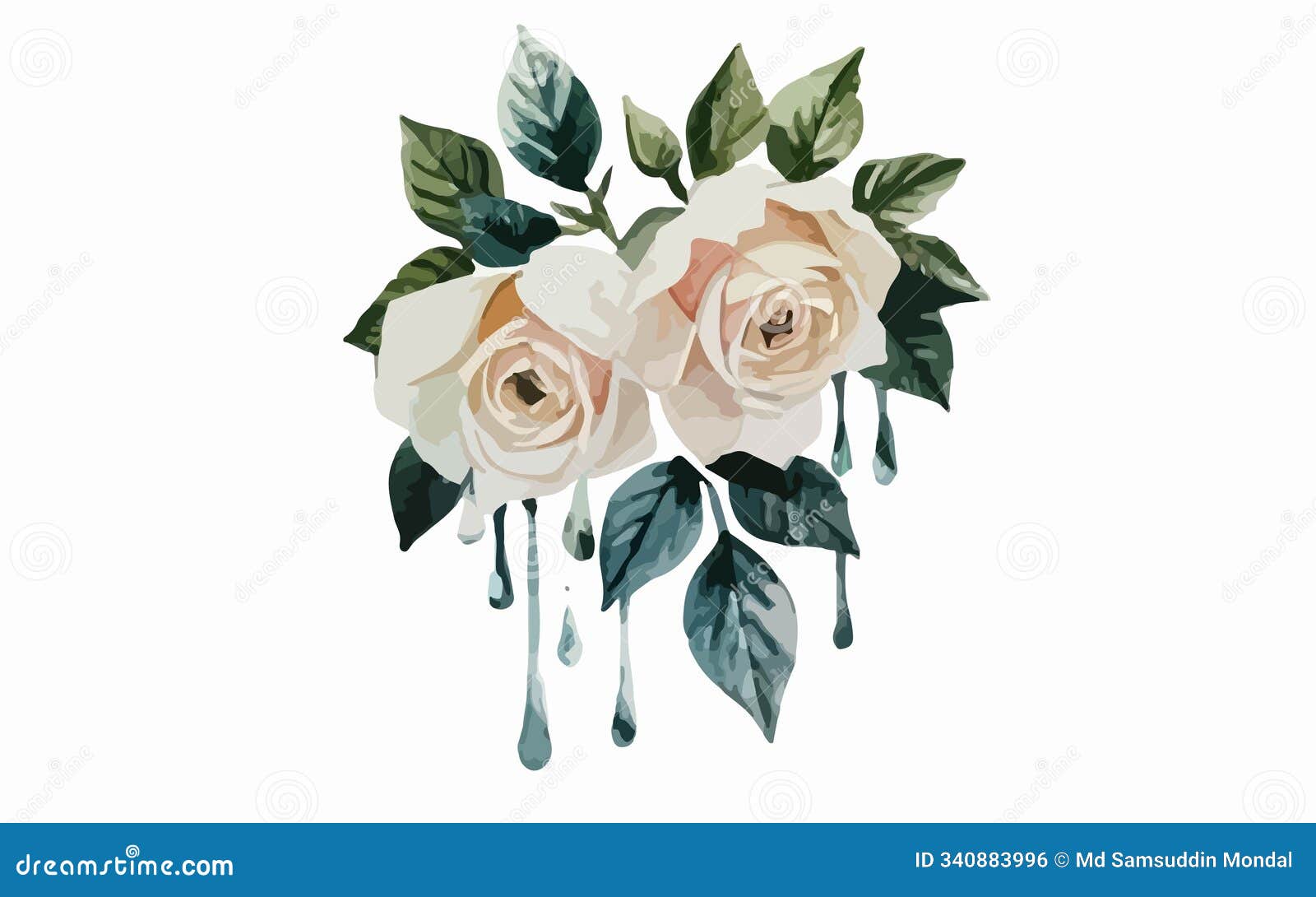 Watercolor Illustration of Dripping Roses, Illustration, Generative AI ...