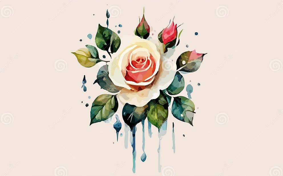 Watercolor Illustration of Dripping Roses, Illustration, Generative AI ...