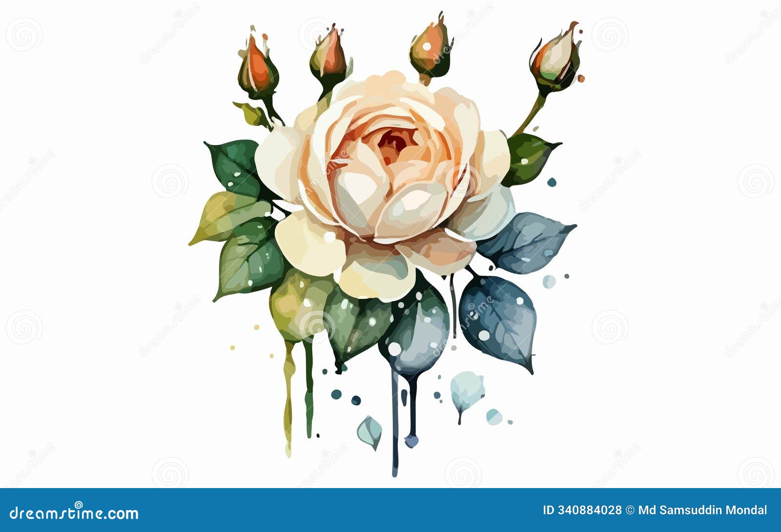 Watercolor Illustration of Dripping Roses, Illustration, Generative AI ...