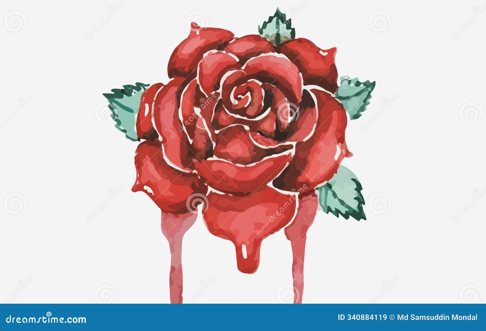 Watercolor Illustration of Dripping Roses, Illustration, Generative AI ...