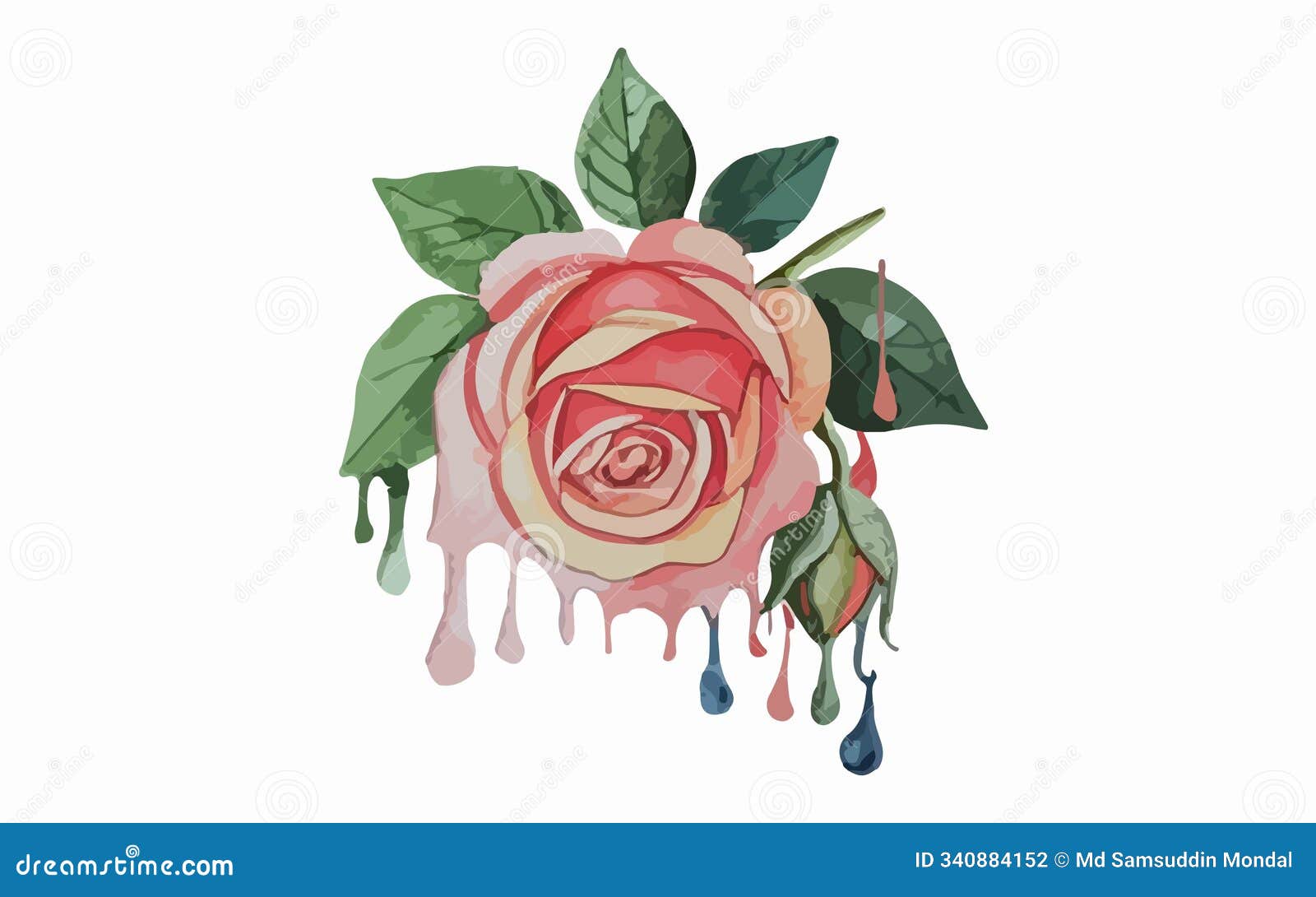 Watercolor Illustration of Dripping Roses, Illustration, Generative AI ...