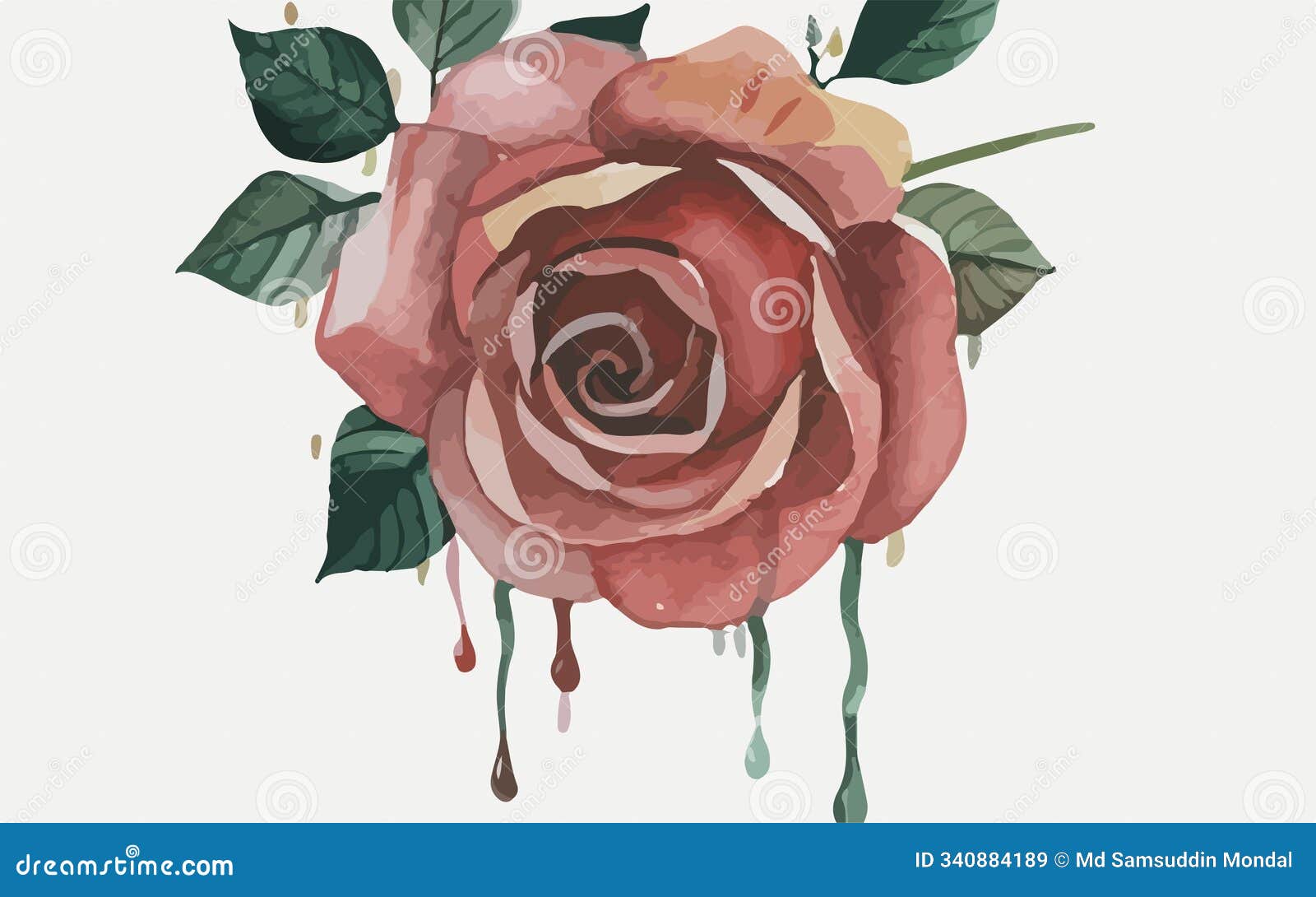 Watercolor Illustration of Dripping Roses, Illustration, Generative AI ...