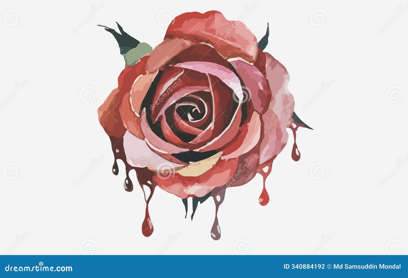 Watercolor Illustration of Dripping Roses, Illustration, Generative AI ...