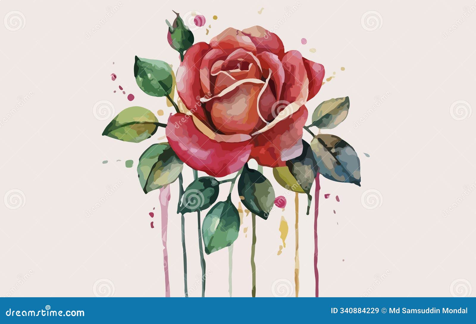 Watercolor Illustration of Dripping Roses, Illustration, Generative AI ...