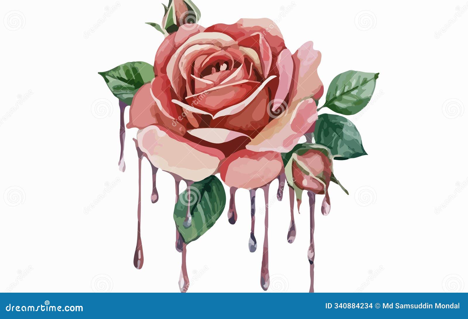 Watercolor Illustration of Dripping Roses, Illustration, Generative AI ...