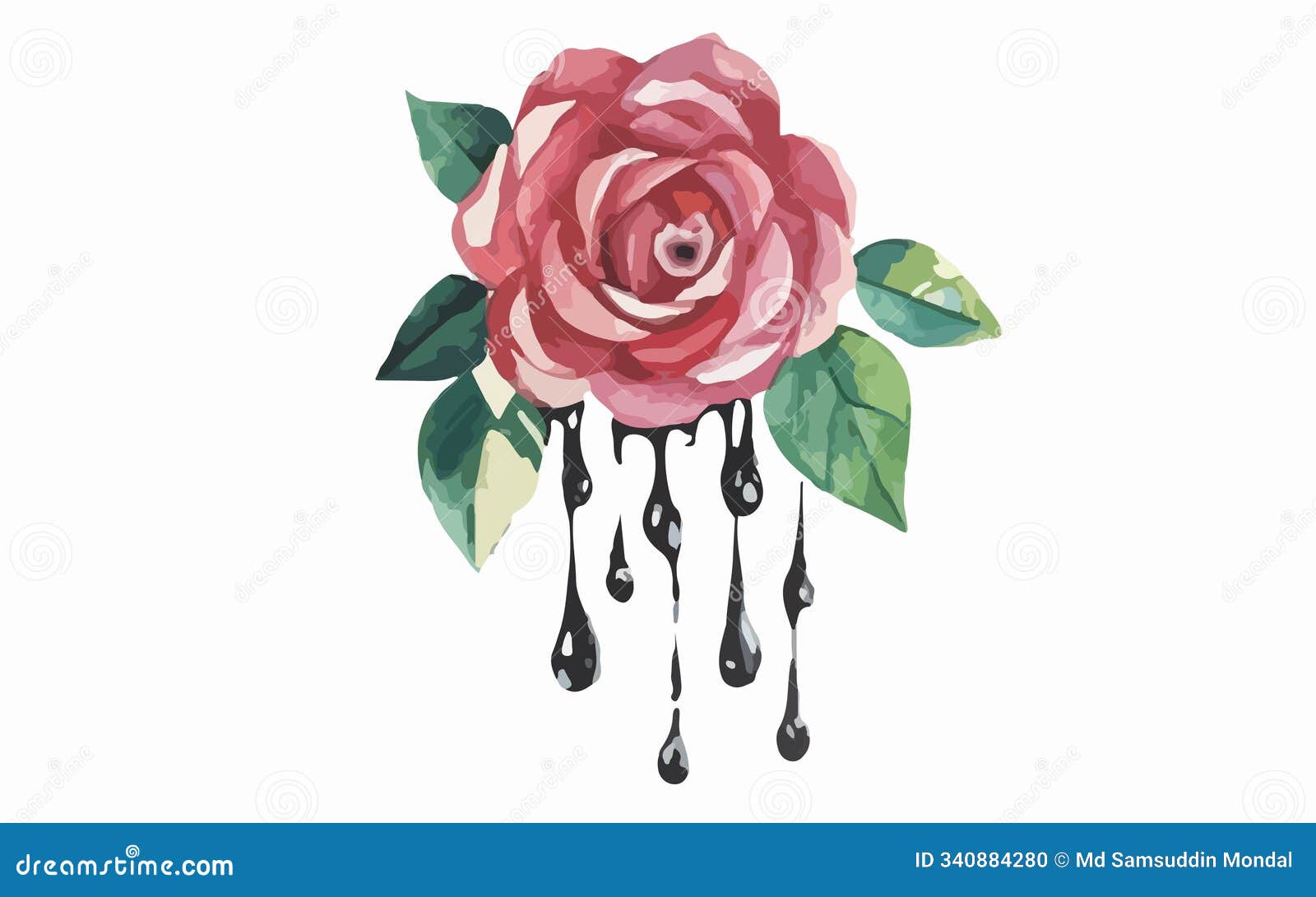 Watercolor Illustration of Dripping Roses, Illustration, Generative AI ...