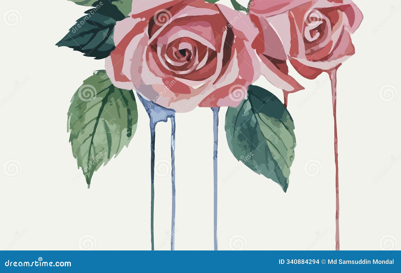 Watercolor Illustration of Dripping Roses, Illustration, Generative AI ...