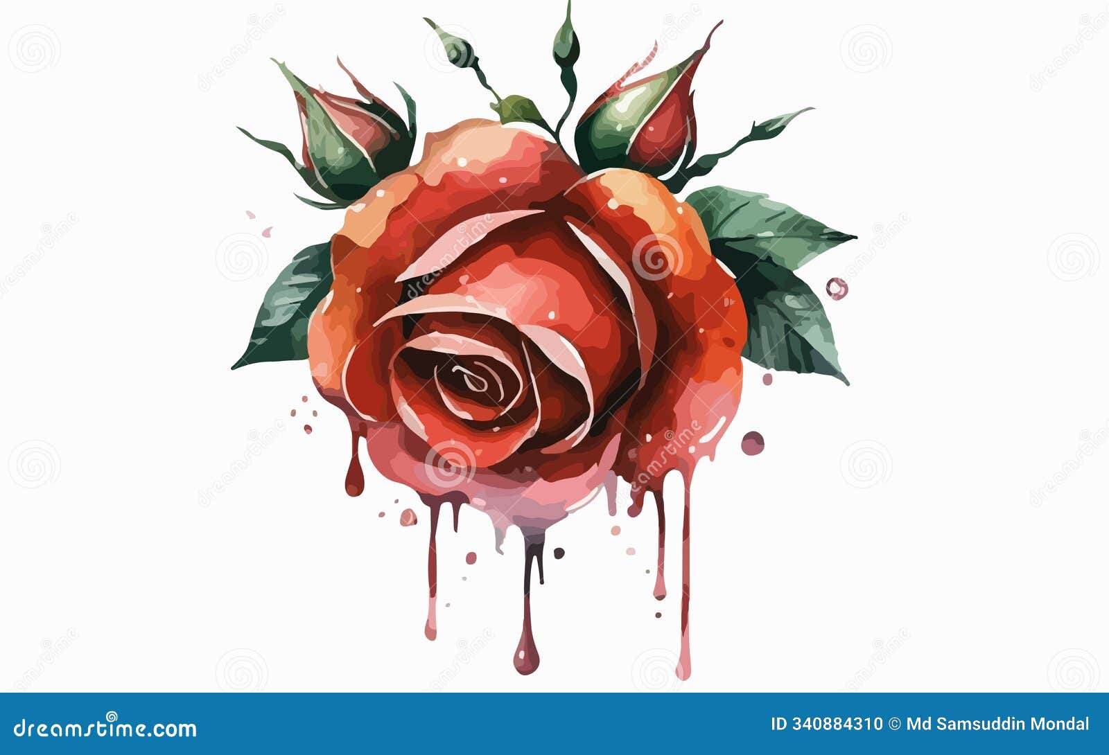 Watercolor Illustration of Dripping Roses, Illustration, Generative AI ...
