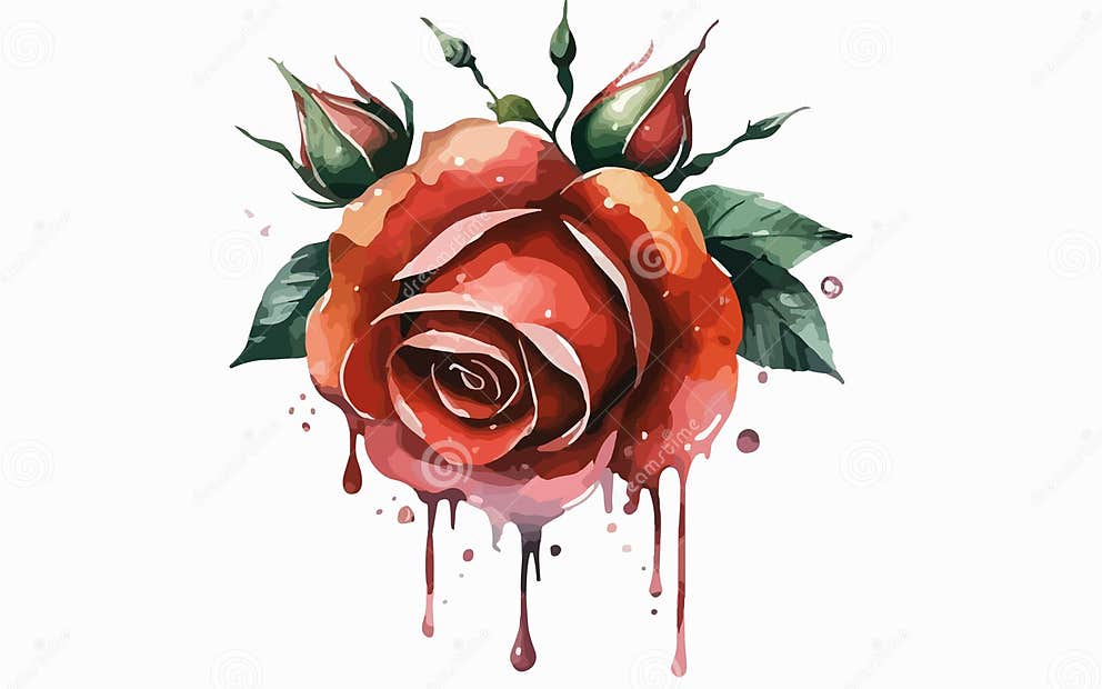 Watercolor Illustration of Dripping Roses, Illustration, Generative AI ...