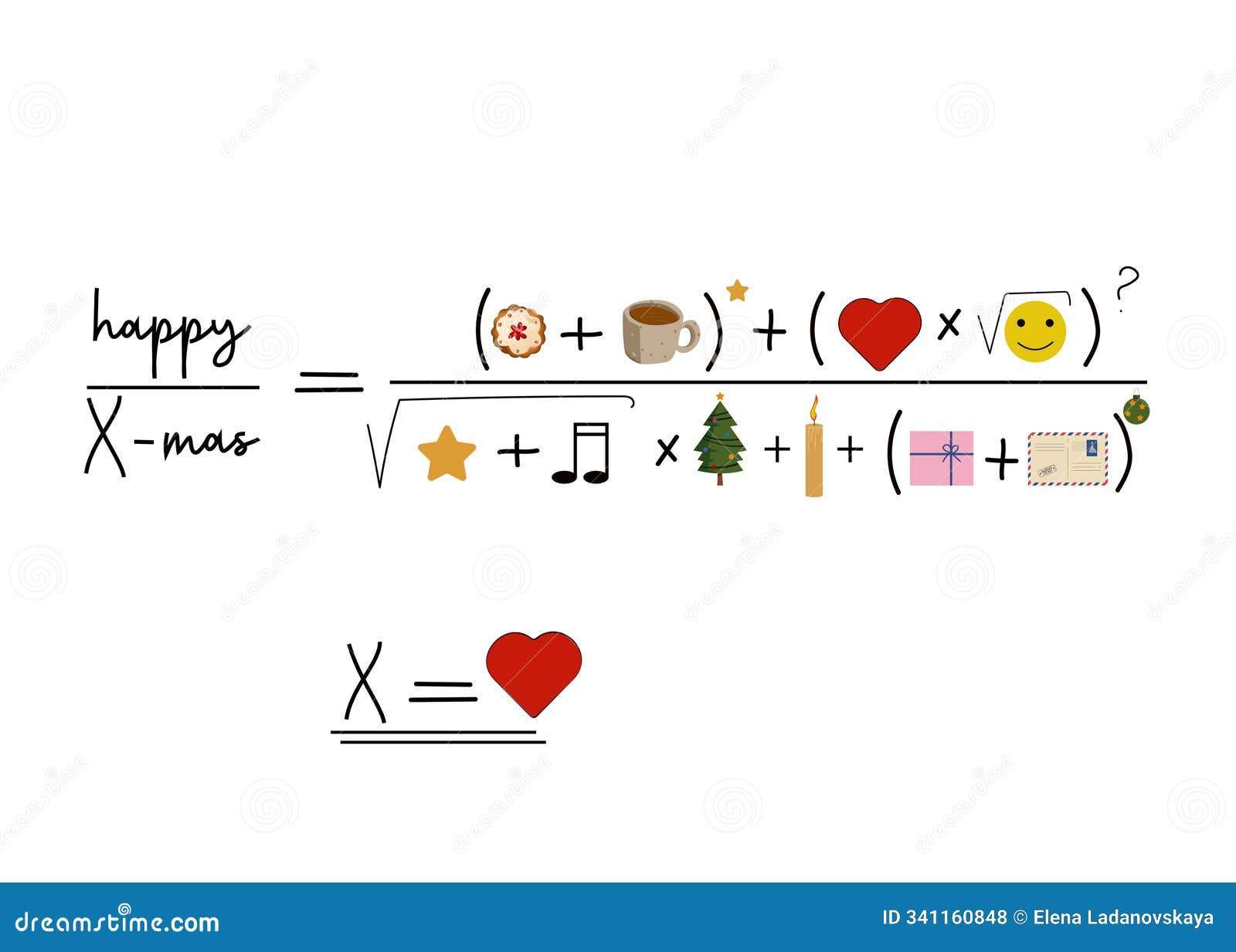 The Mathematical Equation of Love or Happiness. Stock Illustration ...