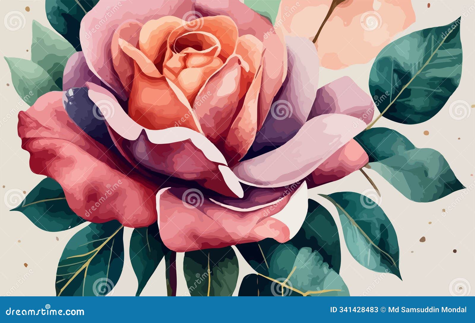 Watercolor Illustration of Rose Flower, Illustration, Generative AI ...