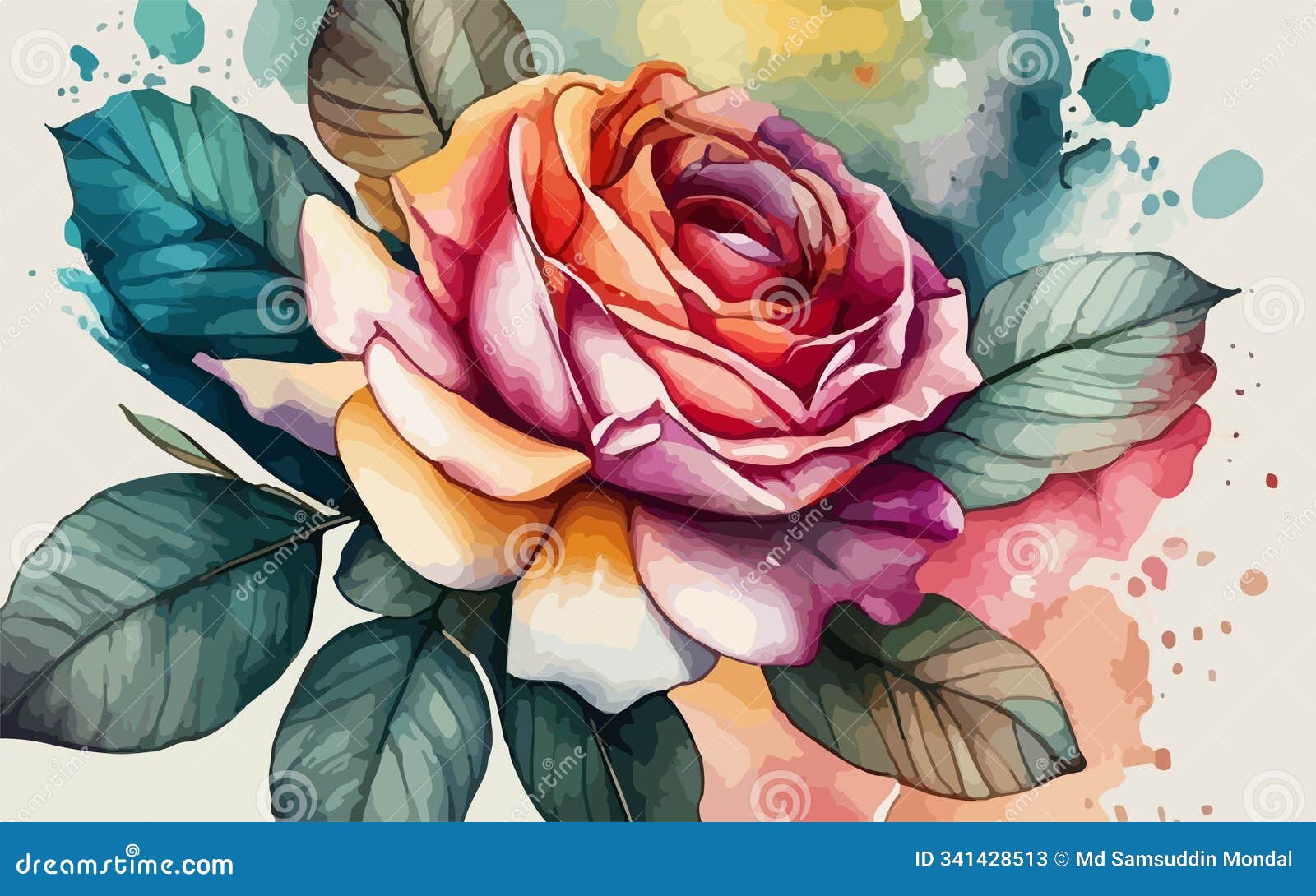 Watercolor Illustration of Rose Flower, Illustration, Generative AI ...