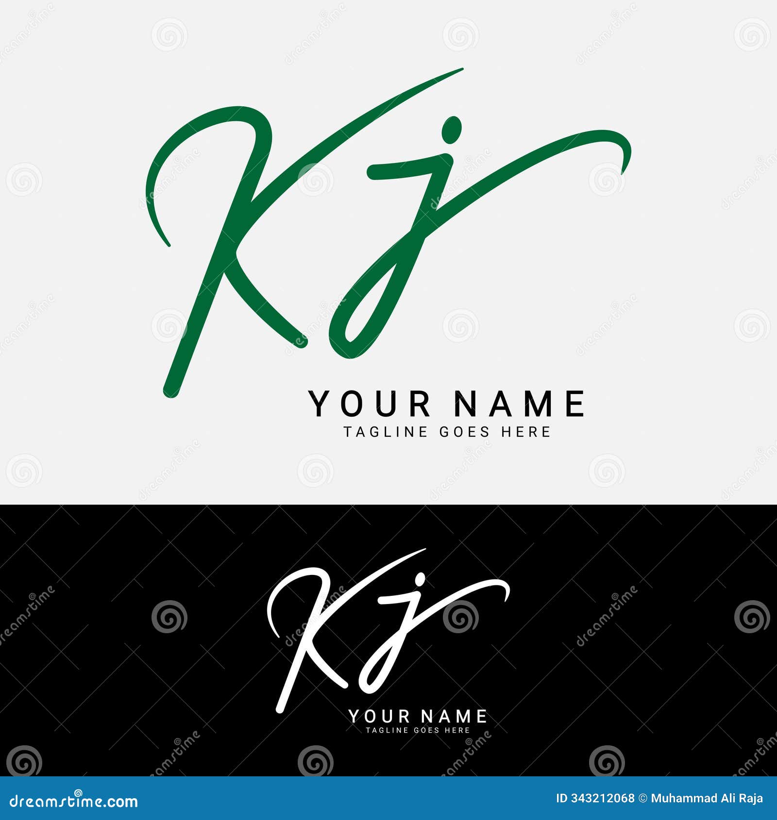 K, J, KJ Initial Letter Logo. Alphabet KJ Handwritten Signature Logo ...